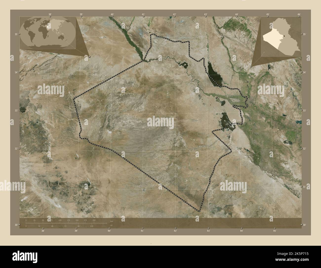 Al-Anbar, province of Iraq. High resolution satellite map. Corner ...
