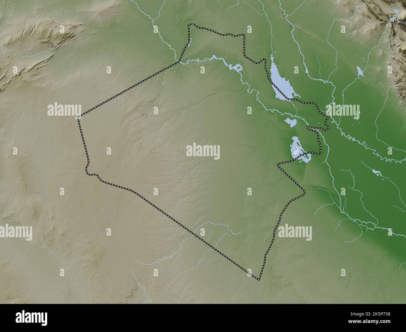 Al-Anbar, province of Iraq. Elevation map colored in wiki style with lakes and rivers Stock ...