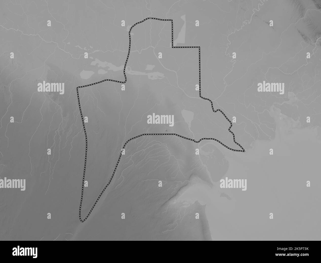 Al-Basrah, province of Iraq. Grayscale elevation map with lakes and ...