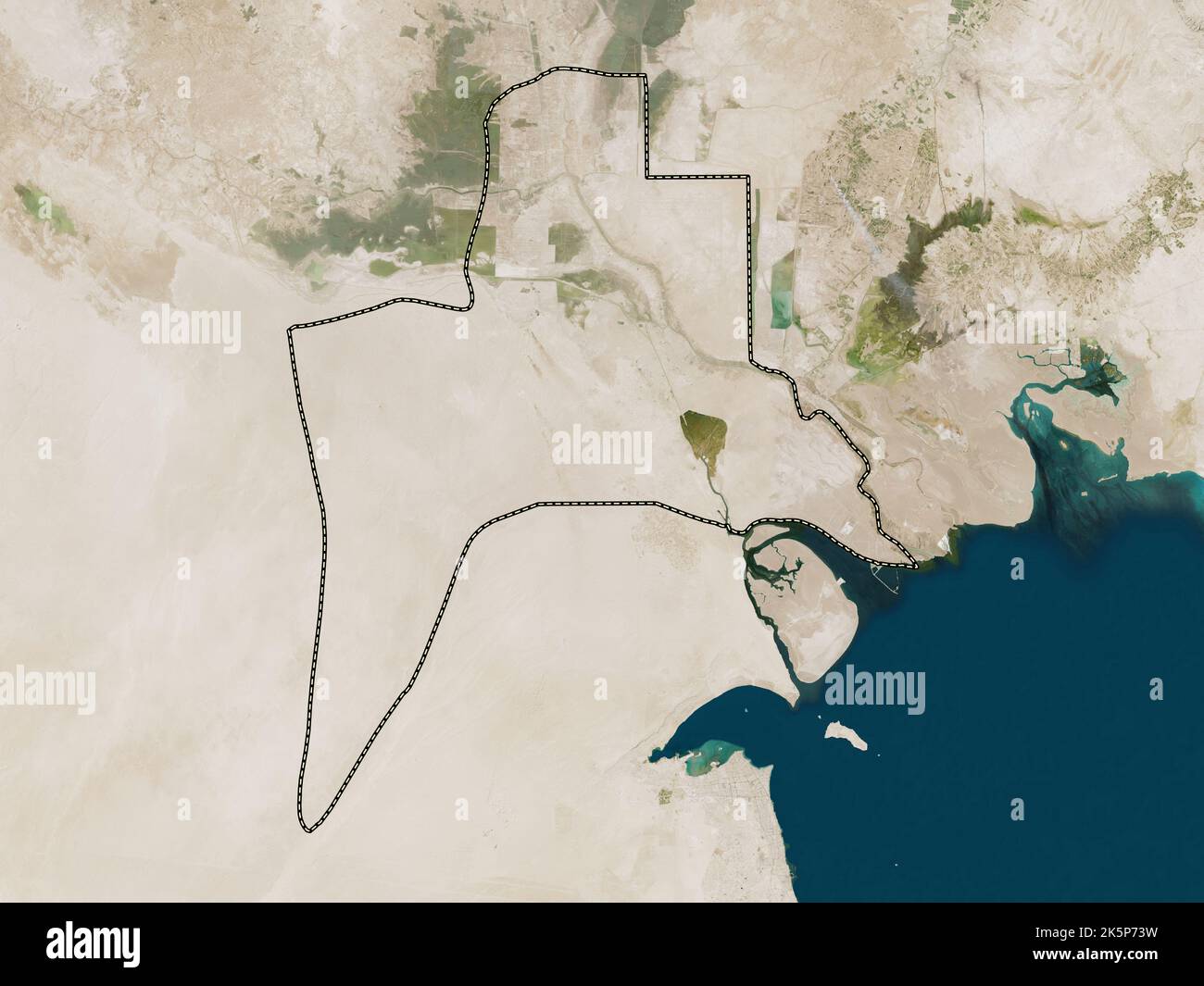 Al-Basrah, province of Iraq. Low resolution satellite map Stock Photo ...