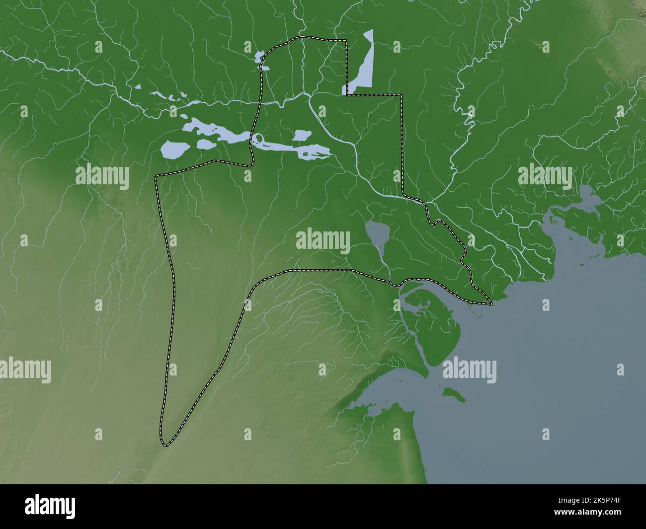 Al-Basrah, province of Iraq. Elevation map colored in wiki style with ...