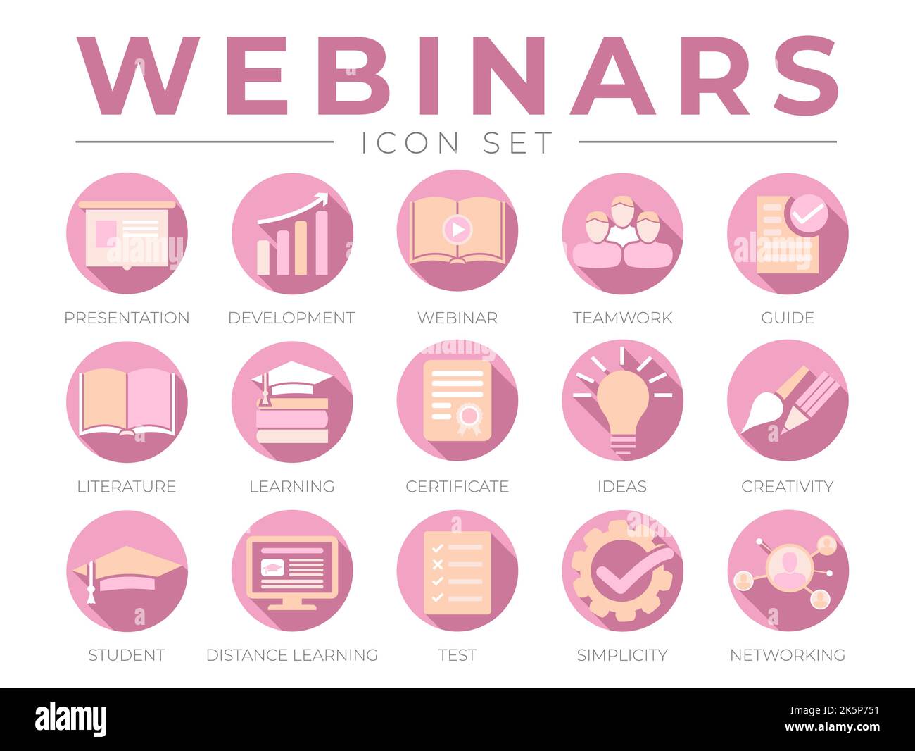 Feminine Webinar Icon Set for Women. Presentation, Development ...