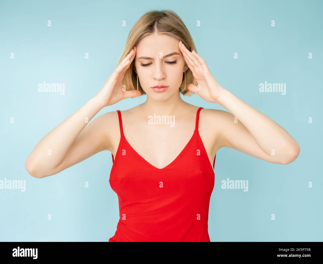 Overwhelmed stress. Nervous woman. Panic attack. Control emotion. Tired ...