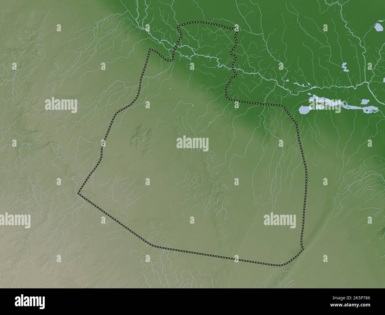 Al-Muthannia, province of Iraq. Elevation map colored in wiki style with lakes and rivers Stock ...
