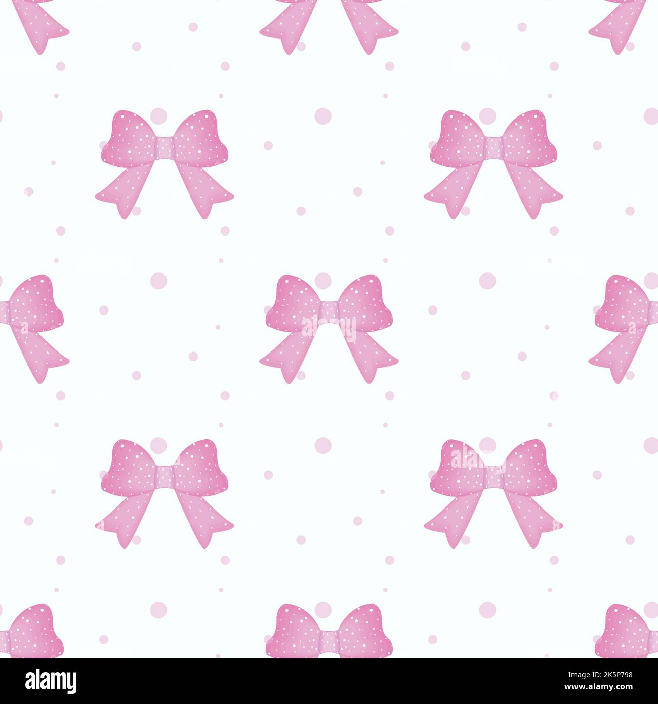 Pink ribbon and bow grid seamless pattern background isolated on white ...