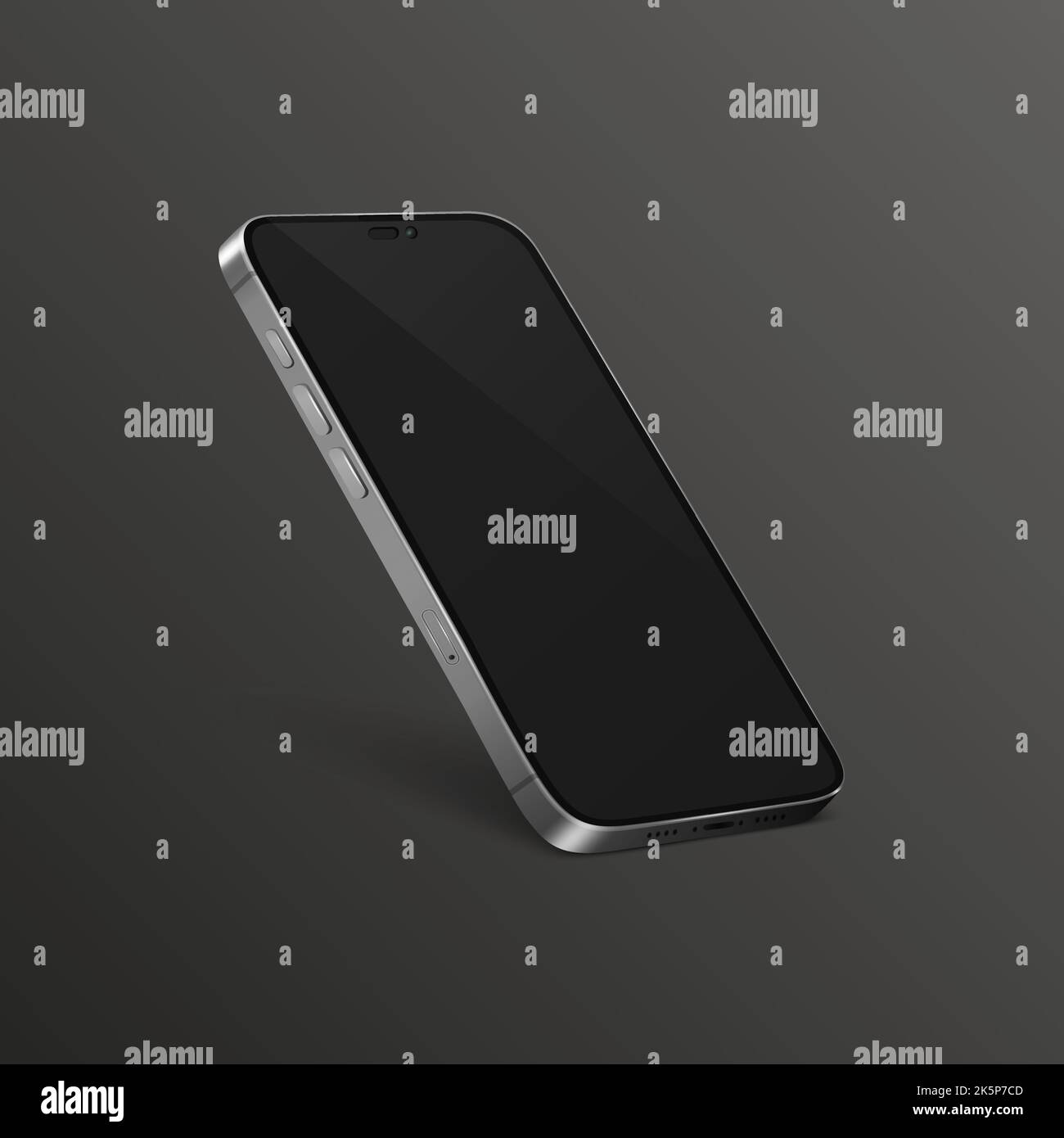Vector 3d Realistic gray Silver Chrome Modern Smartphone Design ...