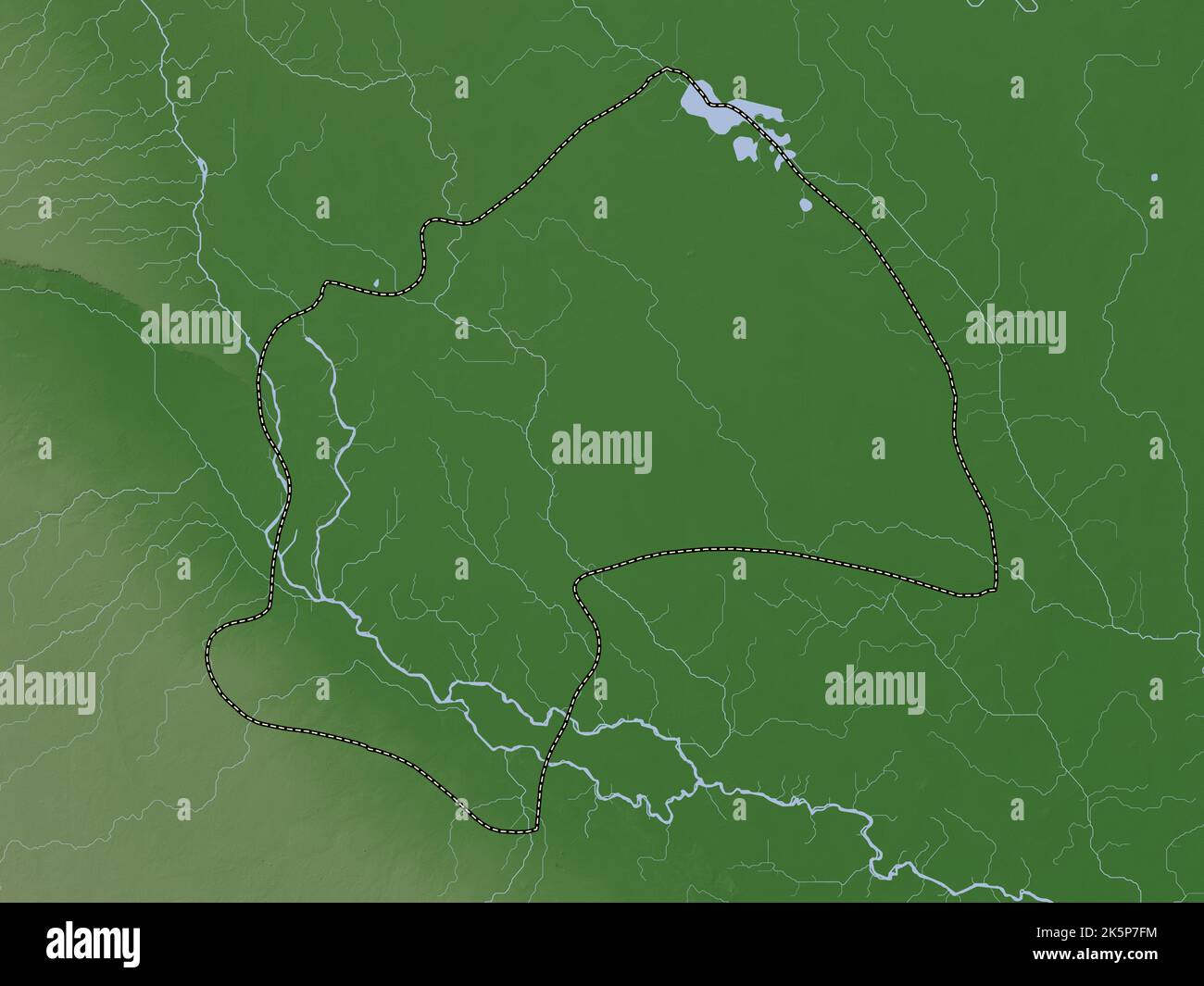 Al-Qadisiyah, province of Iraq. Elevation map colored in wiki style with lakes and rivers Stock ...