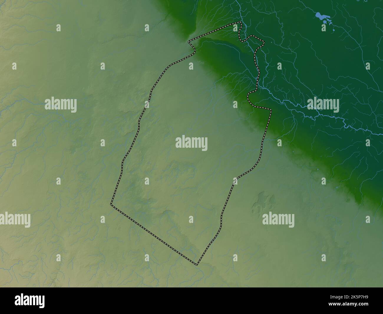 An-Najaf, province of Iraq. Colored elevation map with lakes and rivers ...