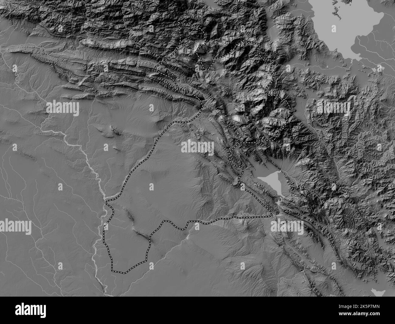 Arbil, province of Iraq. Bilevel elevation map with lakes and rivers Stock Photo - Alamy