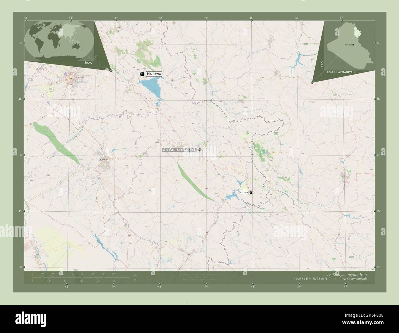 As-Sulaymaniyah, province of Iraq. Open Street Map. Locations and names ...