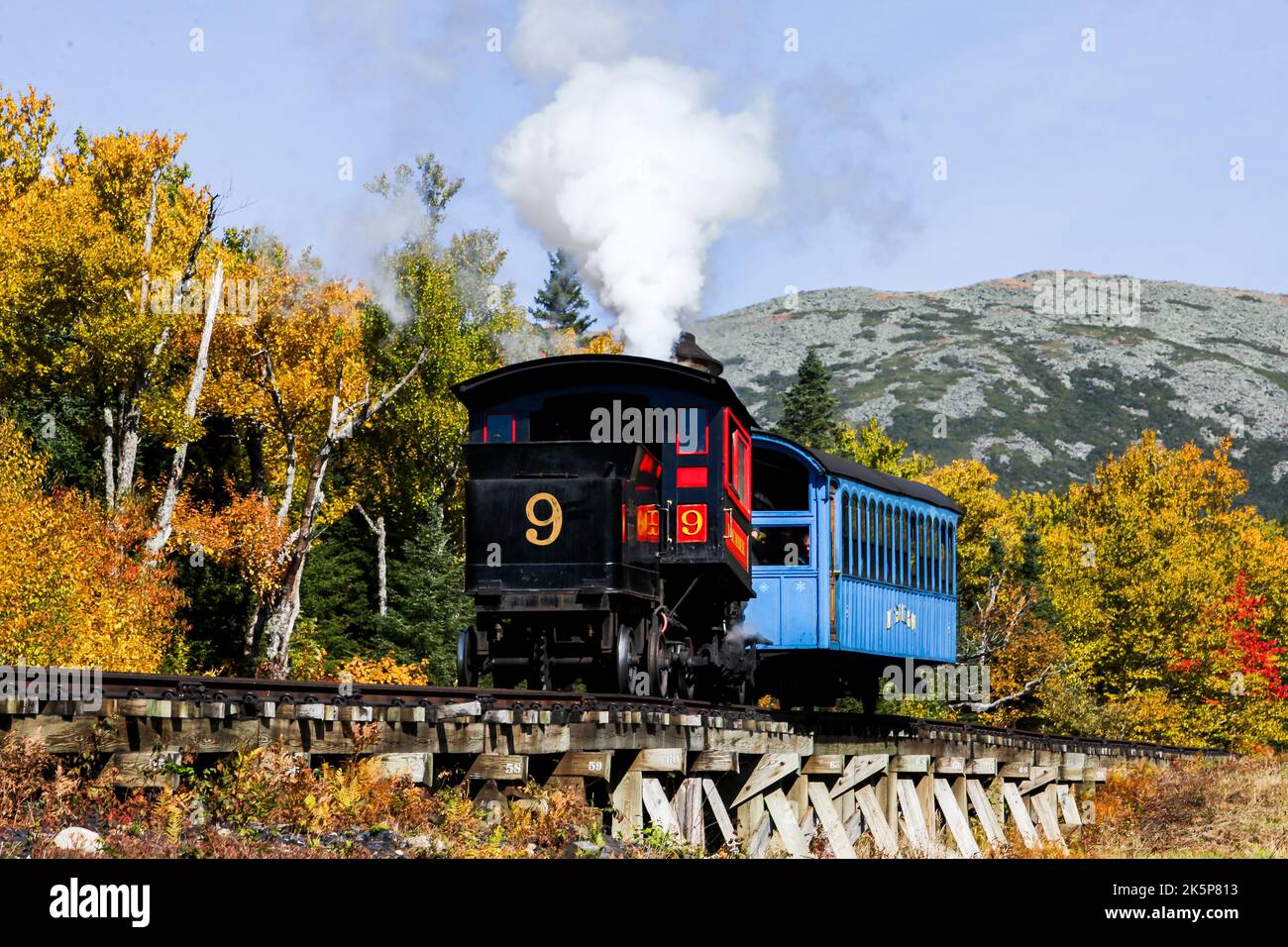 BASE STATION ROAD, NEW HAMPSHIRE, USA - OCTOBER 2, 2022: Cog railway ...