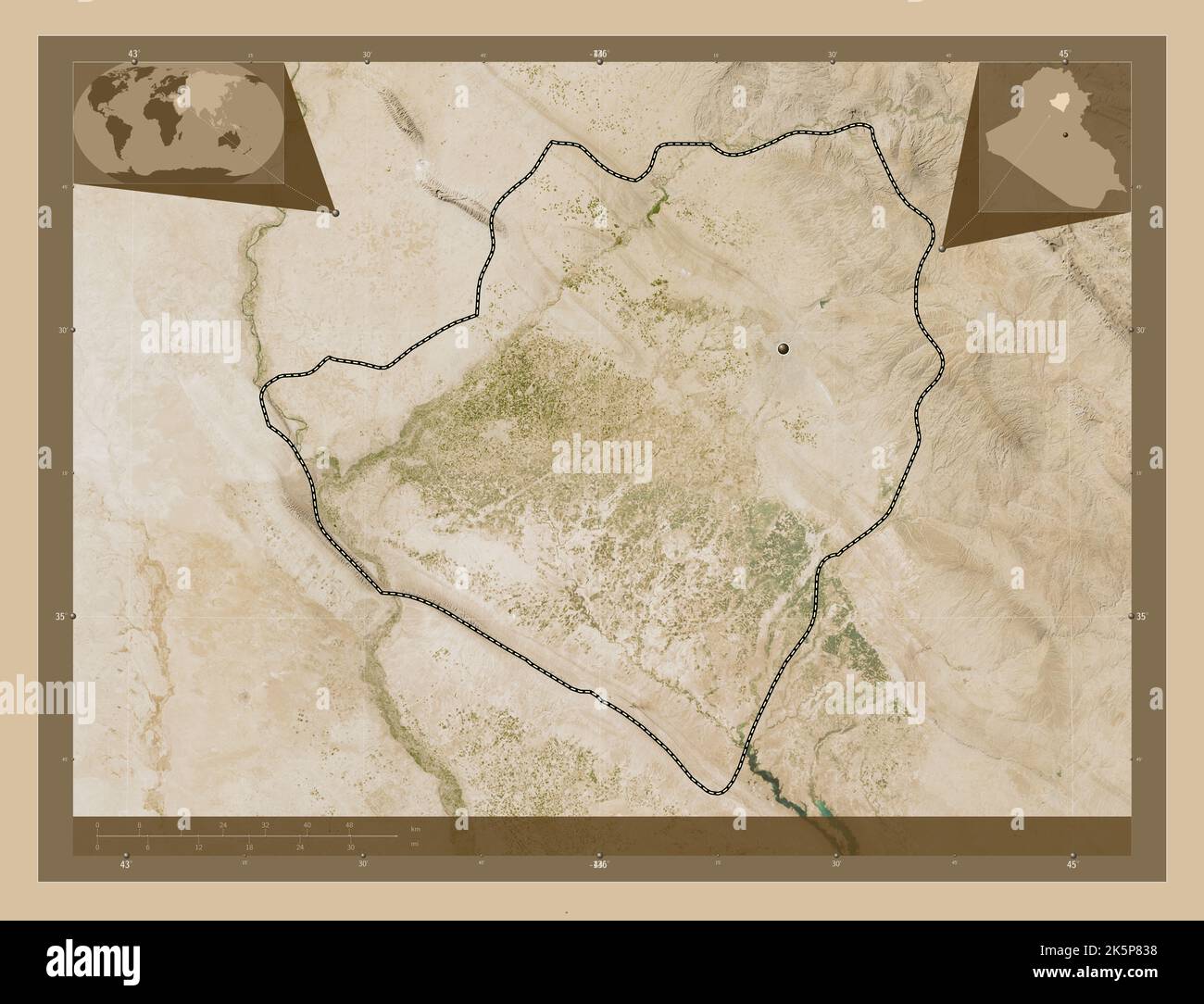 At-Ta'mim, province of Iraq. Low resolution satellite map. Locations of ...