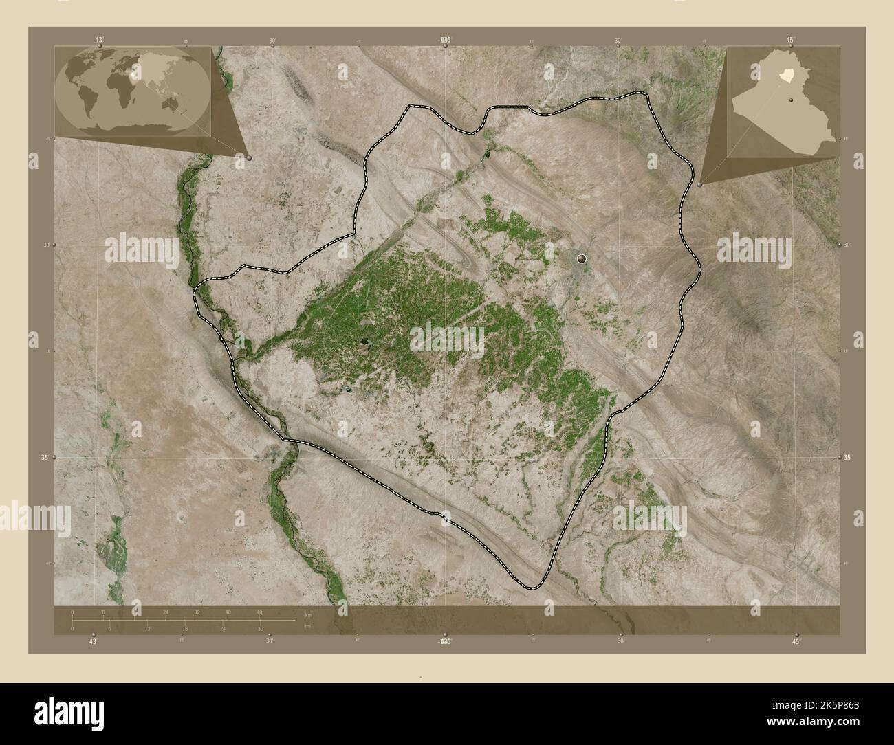 At-Ta'mim, province of Iraq. High resolution satellite map. Locations ...