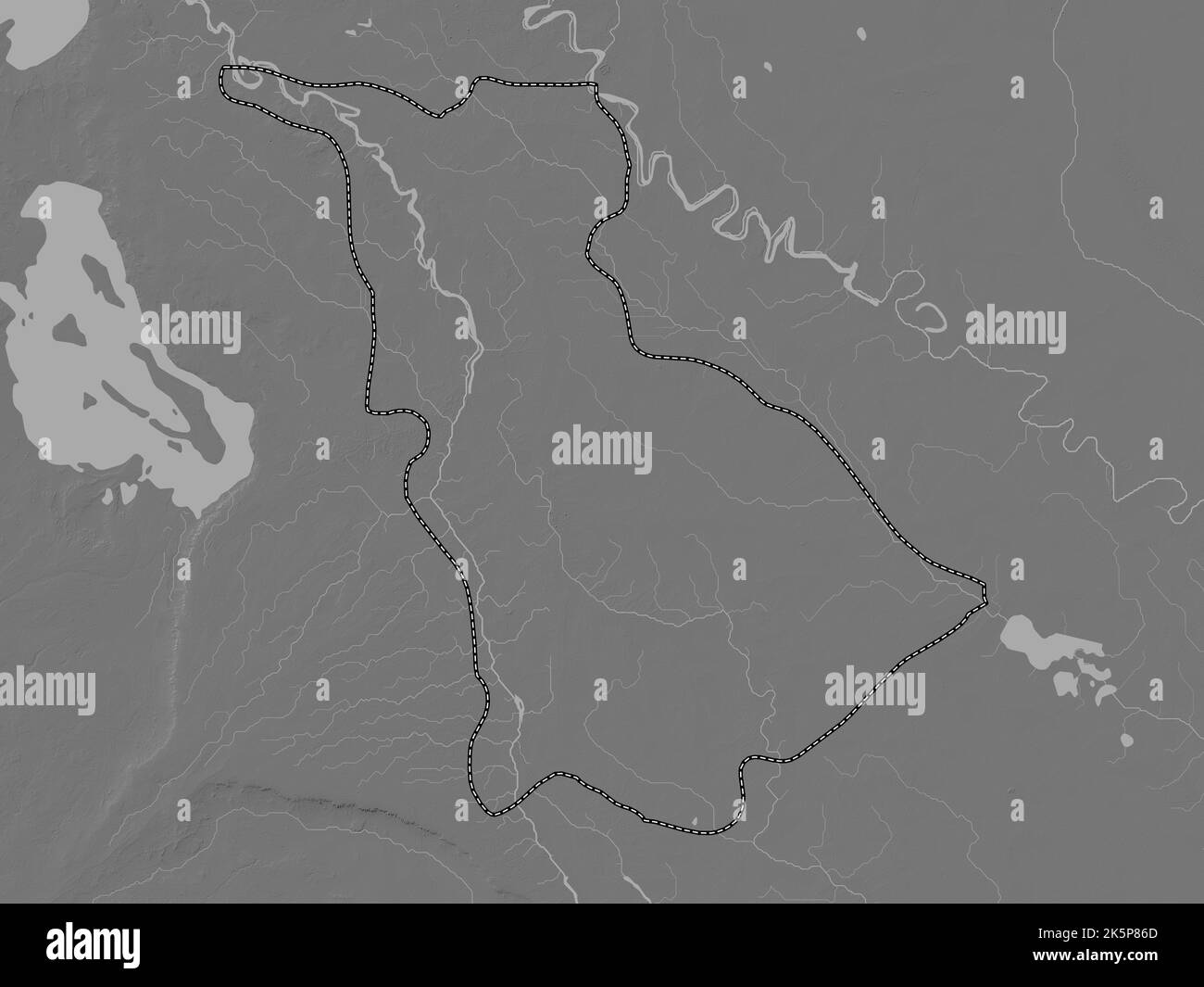 Babil, province of Iraq. Bilevel elevation map with lakes and rivers ...