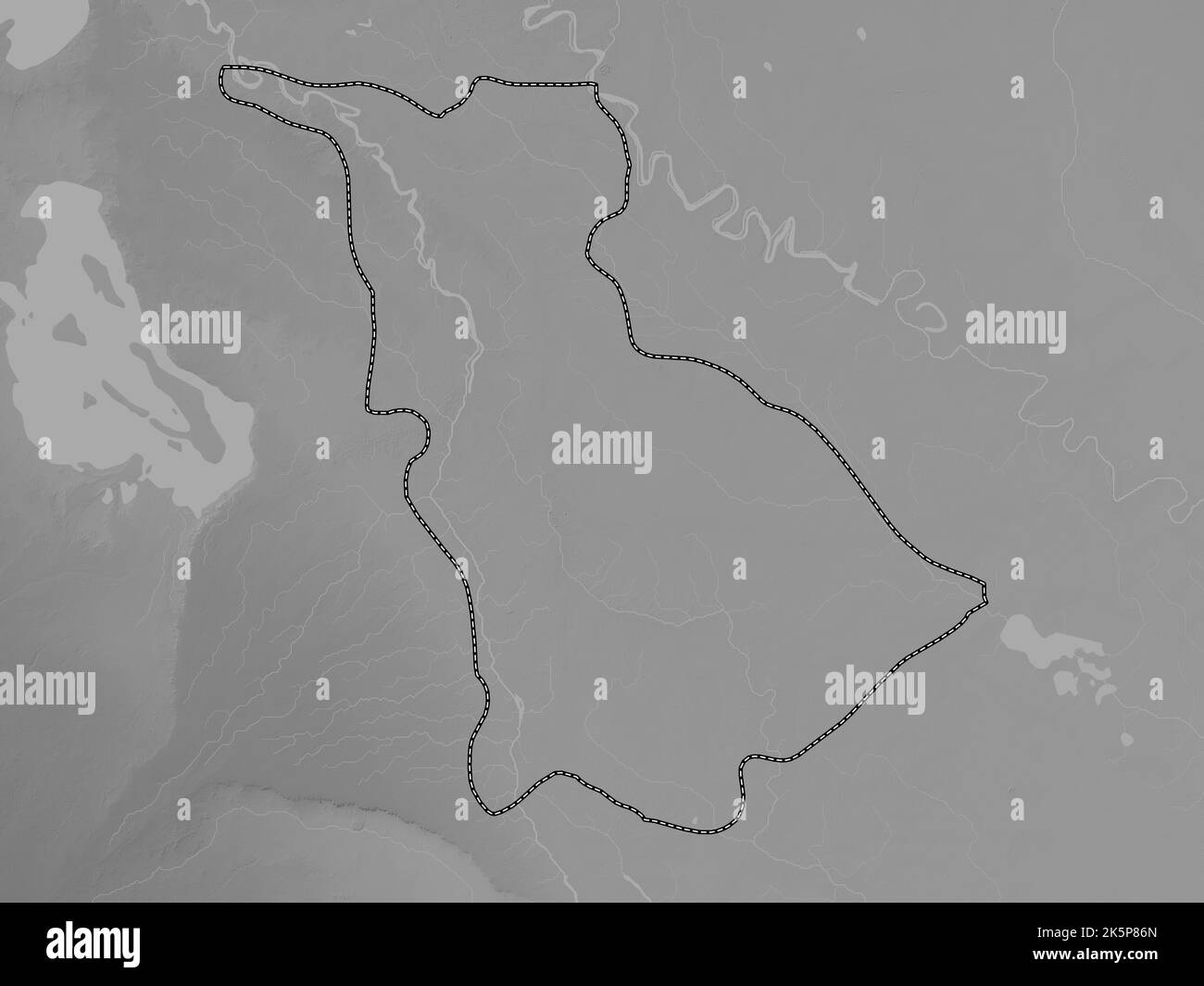 Babil, province of Iraq. Grayscale elevation map with lakes and rivers ...