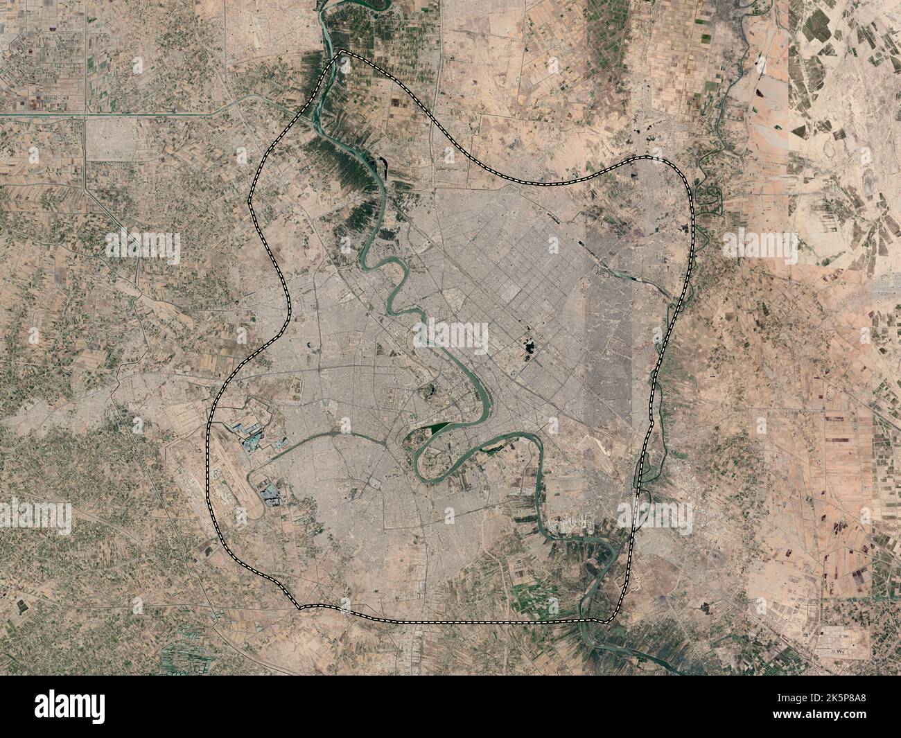 Baghdad, province of Iraq. High resolution satellite map Stock Photo ...