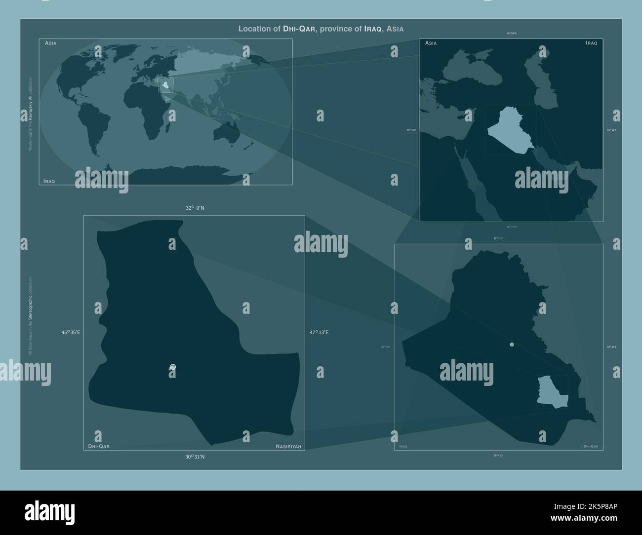 Dhi-Qar, province of Iraq. Diagram showing the location of the region ...