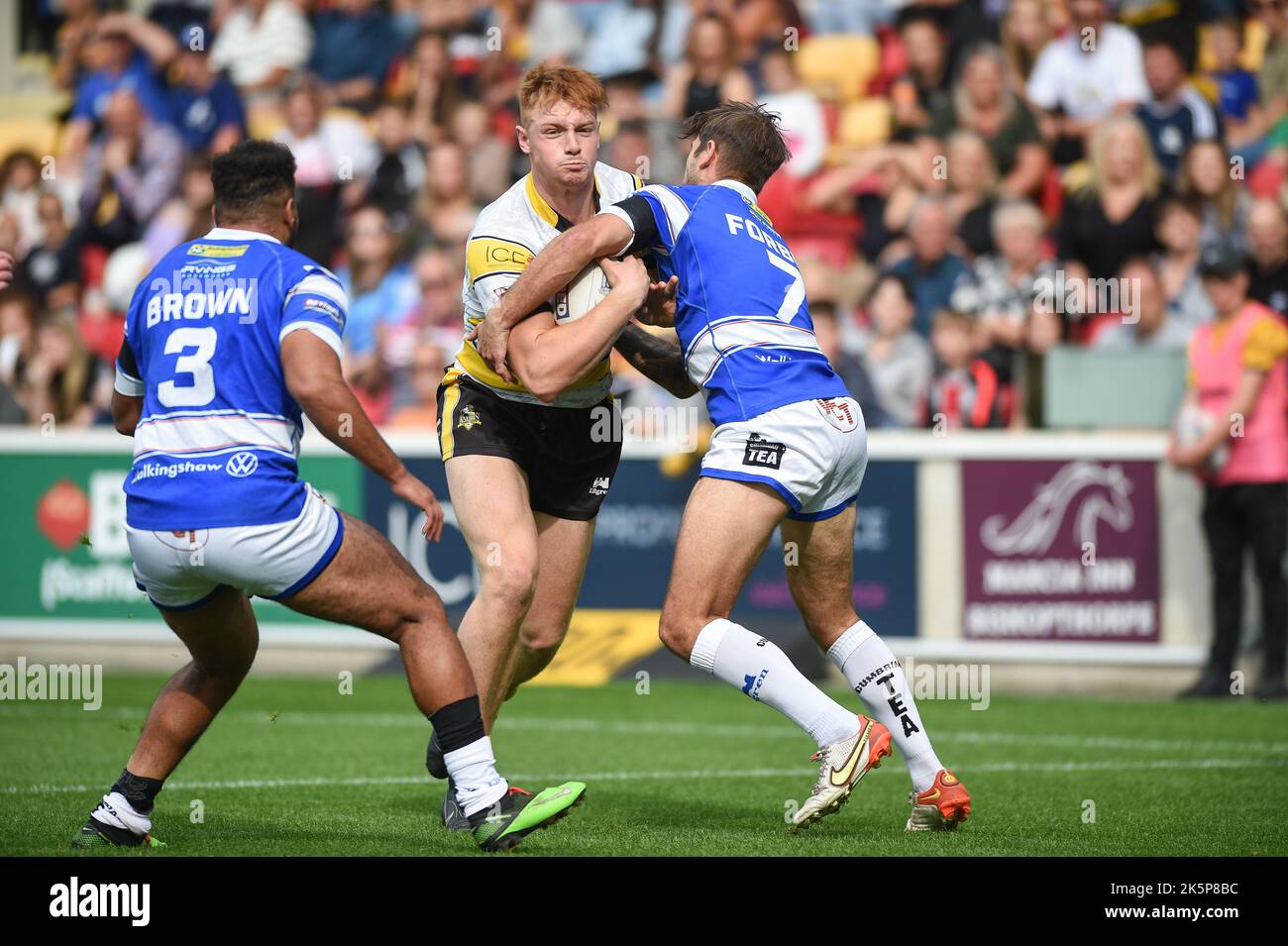 York, England -11th September 2022 - Brad Ward of York Knights drives ...