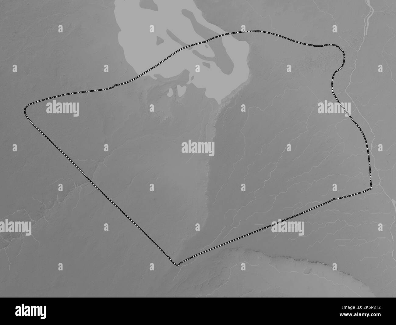 Karbala', province of Iraq. Grayscale elevation map with lakes and ...