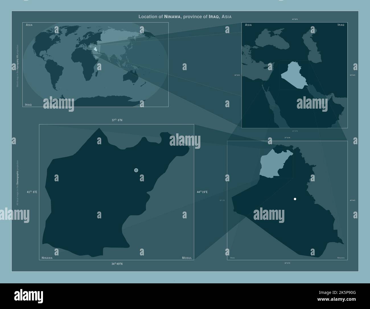 Ninawa, province of Iraq. Diagram showing the location of the region on ...