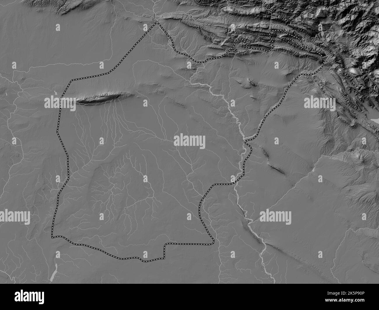 Ninawa, province of Iraq. Bilevel elevation map with lakes and rivers ...