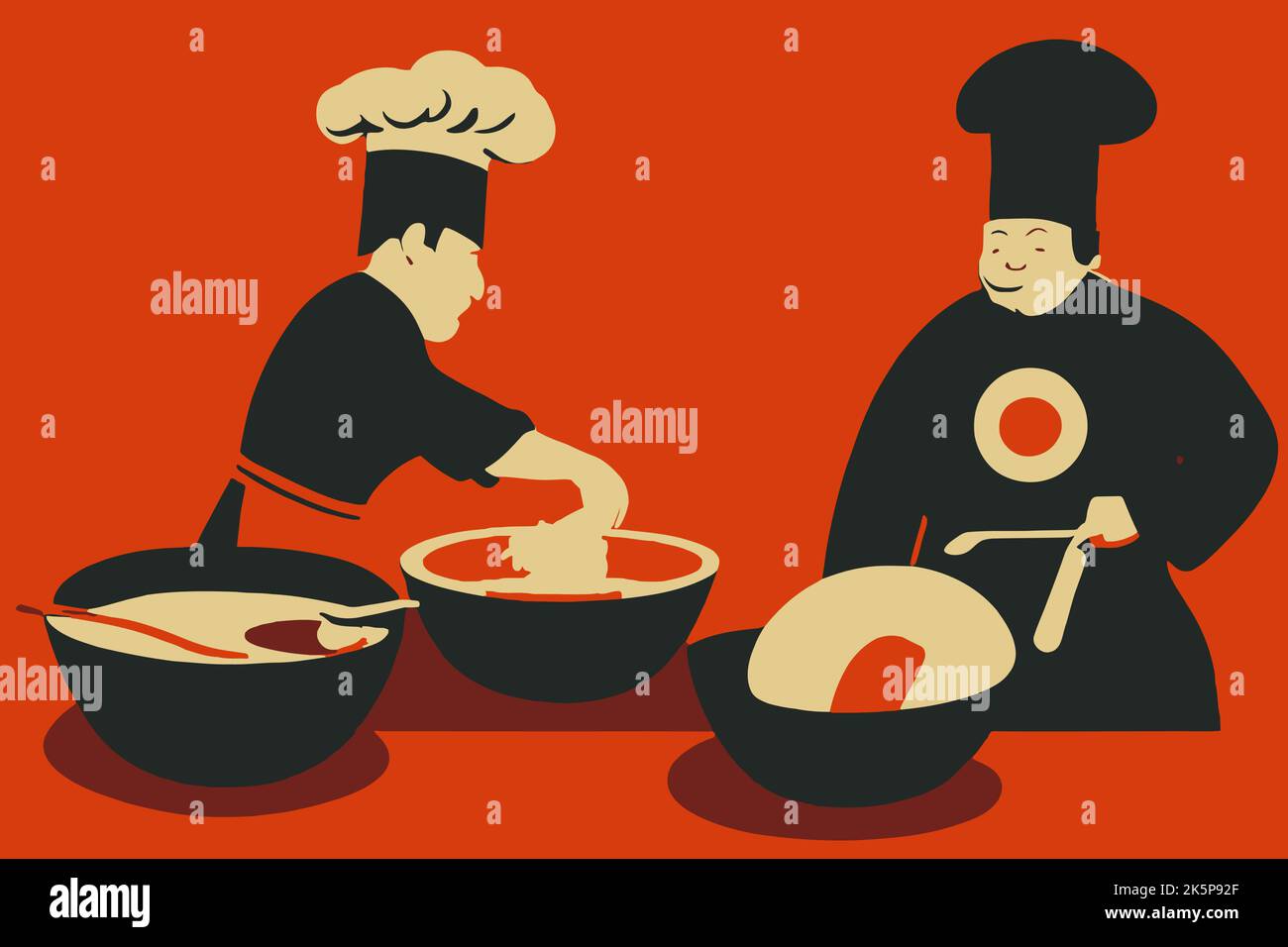 A vector illustration of an Asian chef cooking a meal Stock Vector ...