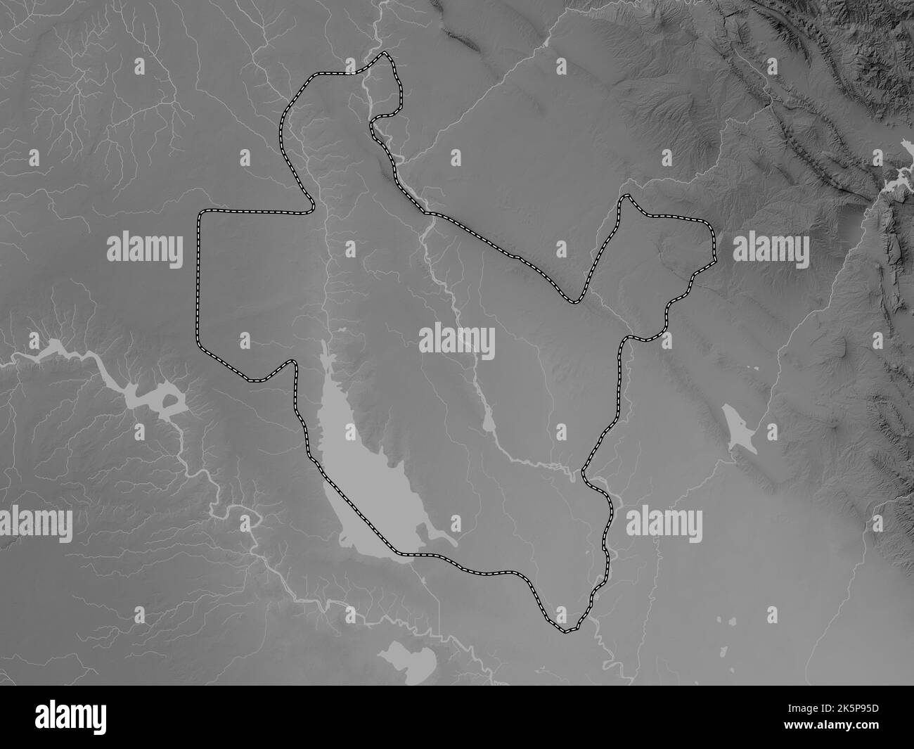 Sala ad-Din, province of Iraq. Grayscale elevation map with lakes and ...