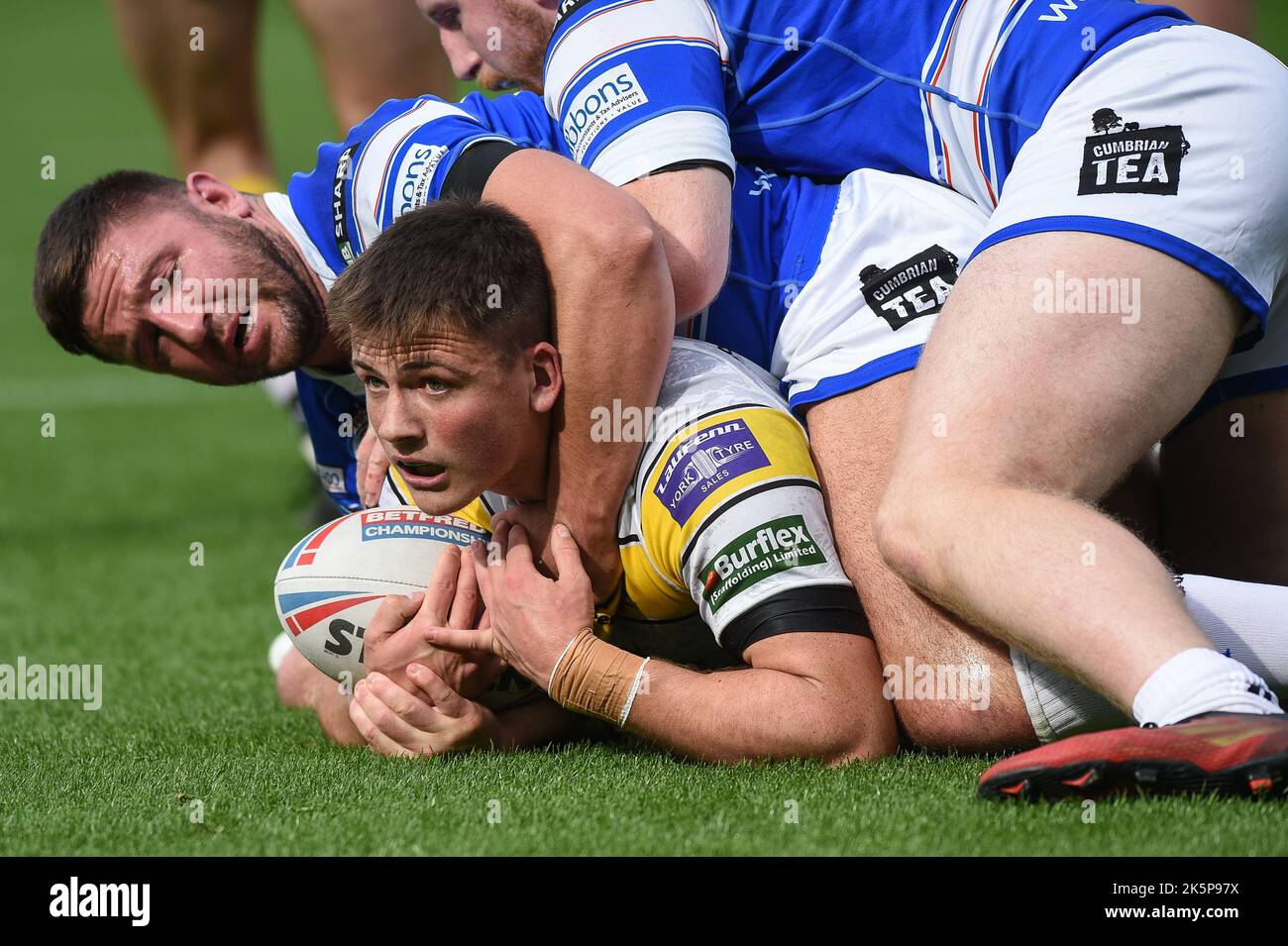 York, England -11th September 2022 - AJ Towse of York Knights tackled ...