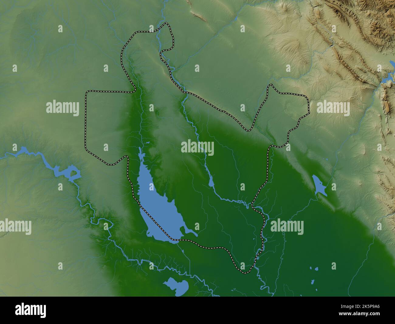 Sala ad-Din, province of Iraq. Colored elevation map with lakes and ...