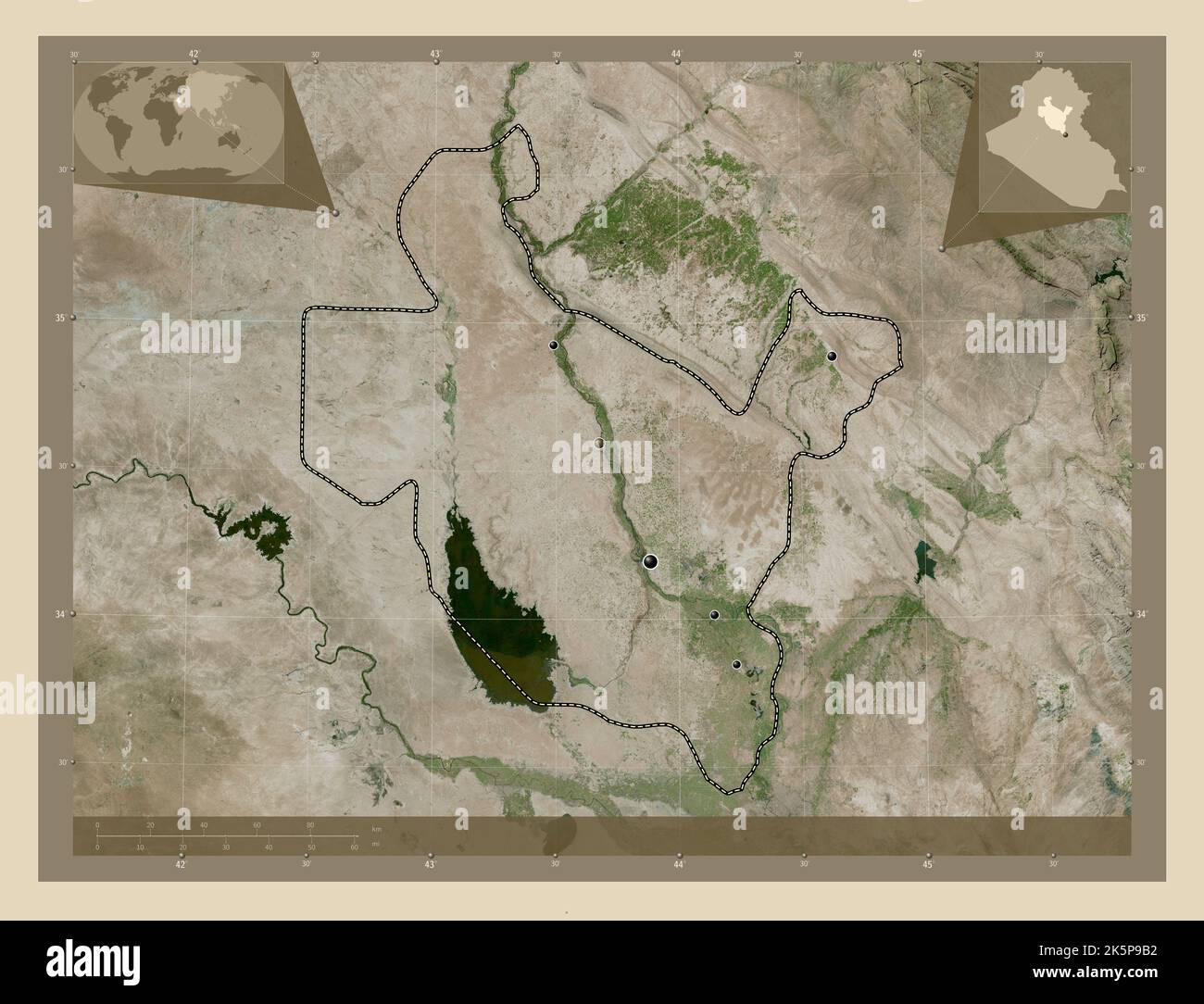 Sala ad-Din, province of Iraq. High resolution satellite map. Locations ...