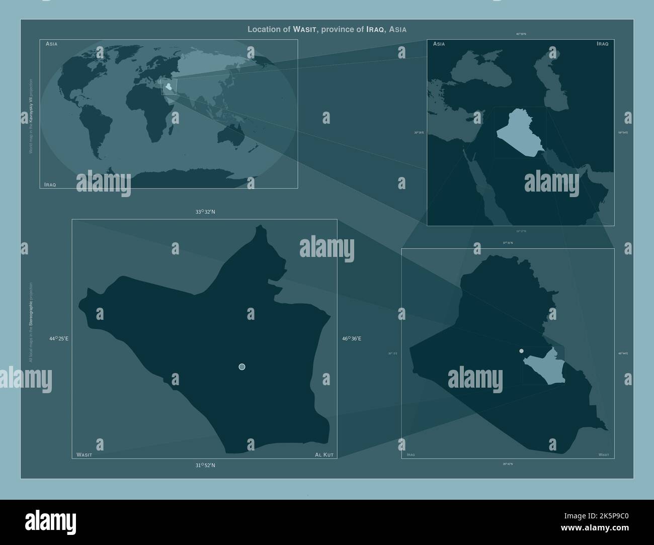 Wasit, province of Iraq. Diagram showing the location of the region on ...