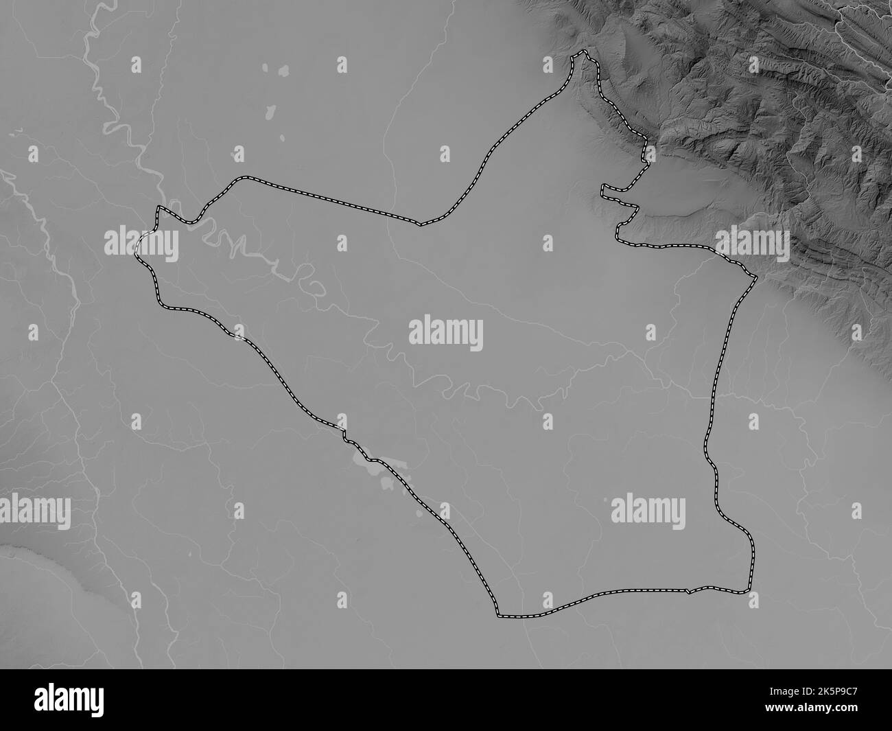 Wasit, province of Iraq. Grayscale elevation map with lakes and rivers Stock Photo - Alamy