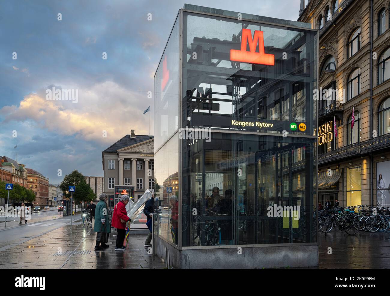 Copenhagen, Denmark. October 2022. the red sign of the subway station ...