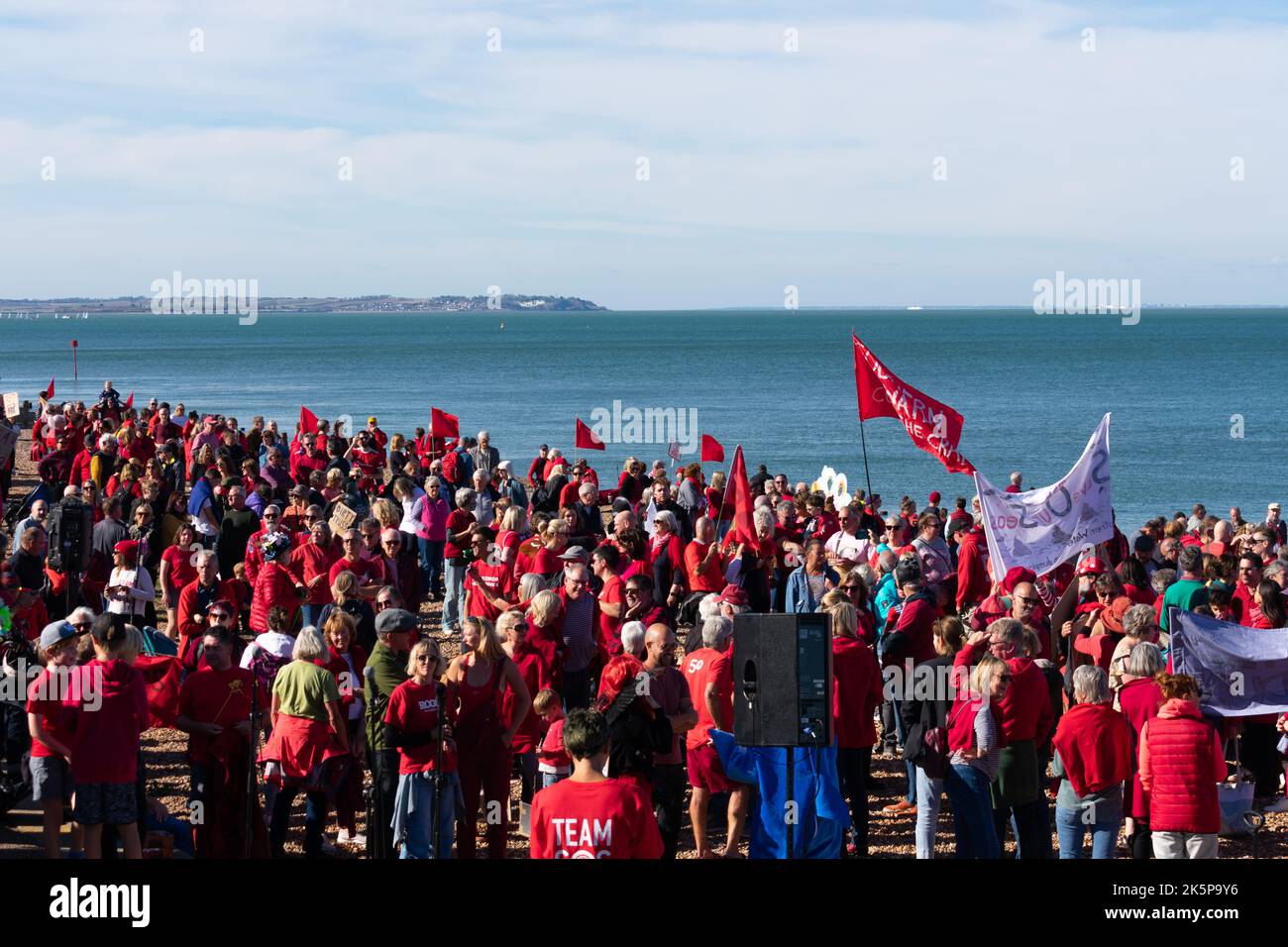 An estimated 2,000 protesters gather at Tankerton Beach, near ...