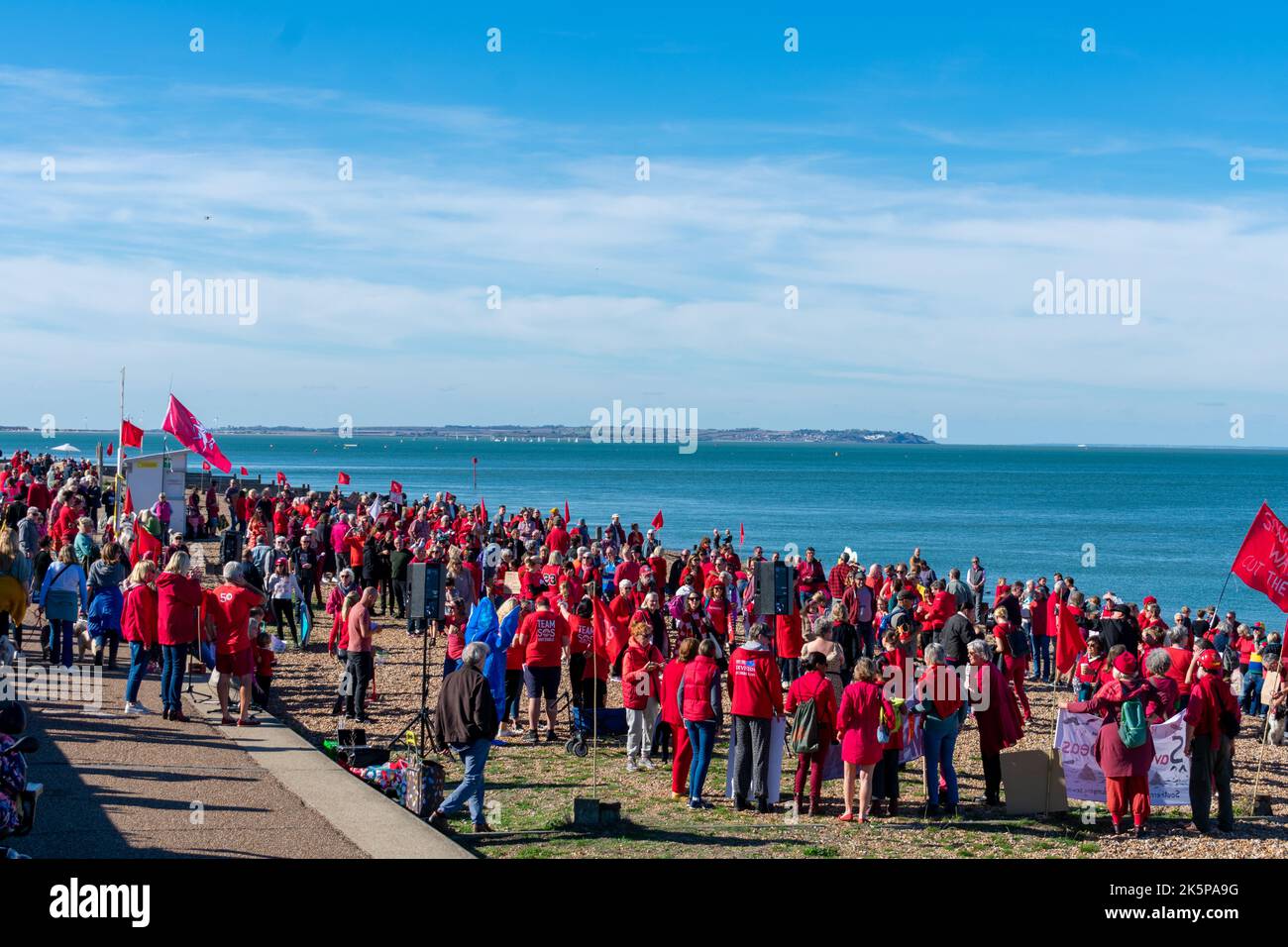 An estimated 2,000 protesters gather at Tankerton Beach, near ...