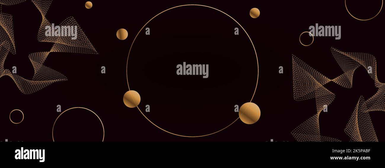 Abstract background with golden circles and shapes. Luxury style. Cover ...