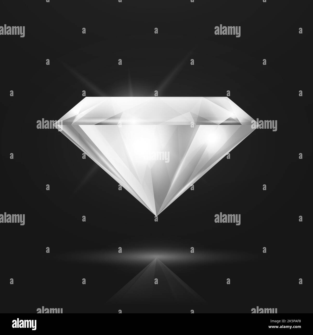 Vector 3d Realistic Clear White Transparent Triangle Glowing Gemstone ...