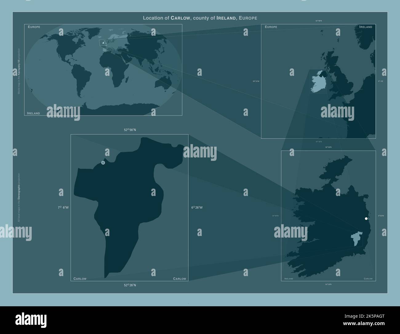 Carlow, county of Ireland. Diagram showing the location of the region ...