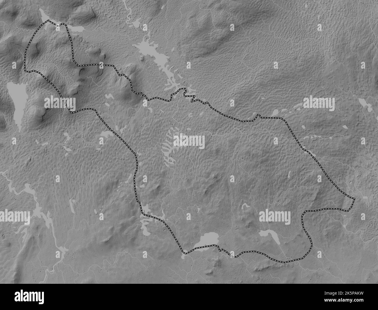 Cavan, county of Ireland. Grayscale elevation map with lakes and rivers ...
