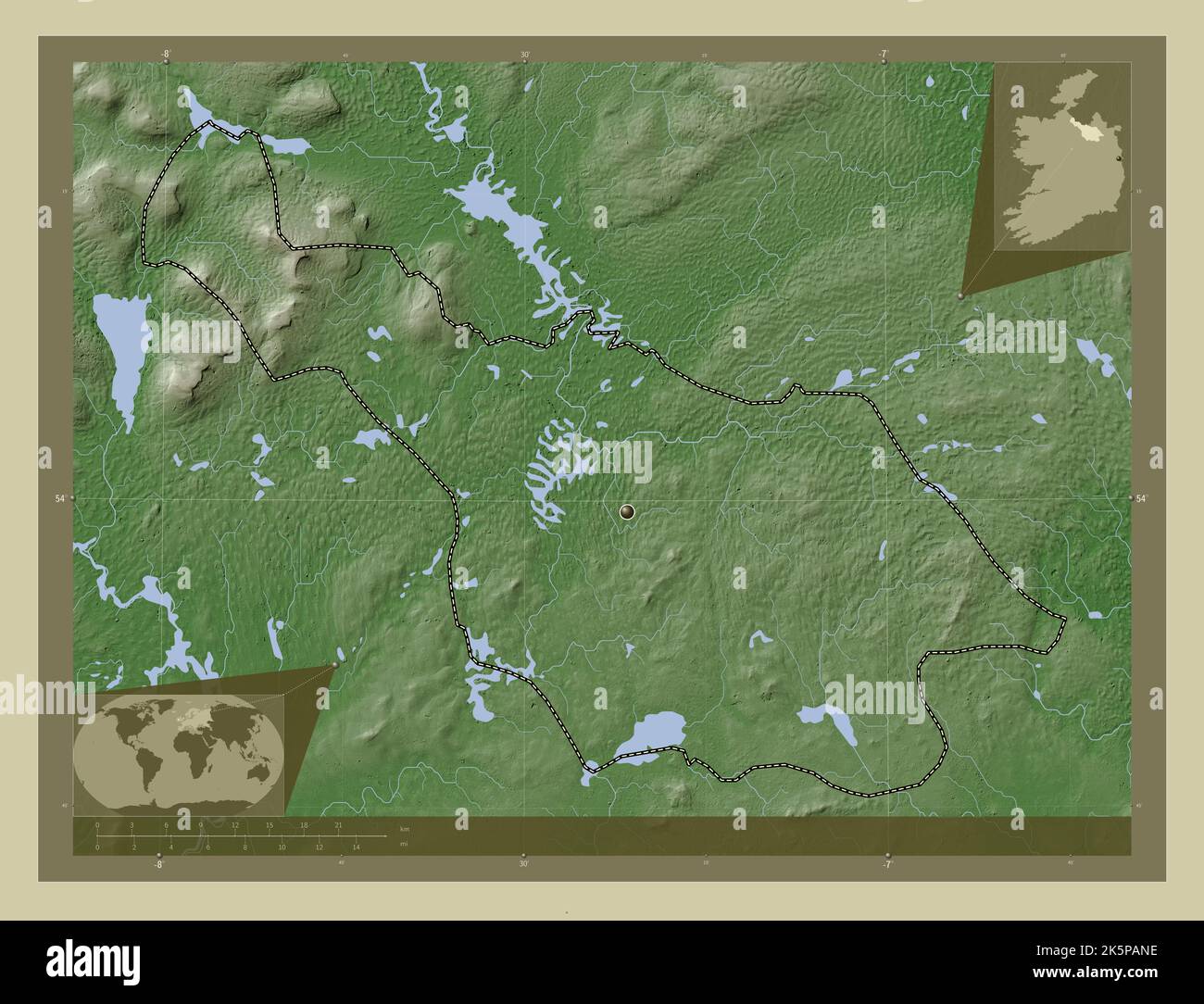 Cavan, county of Ireland. Elevation map colored in wiki style with ...