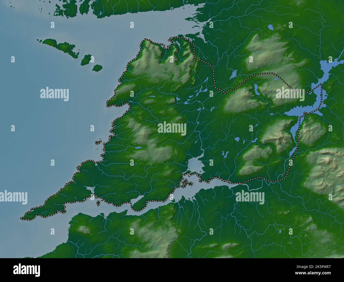 Clare, county of Ireland. Colored elevation map with lakes and rivers ...