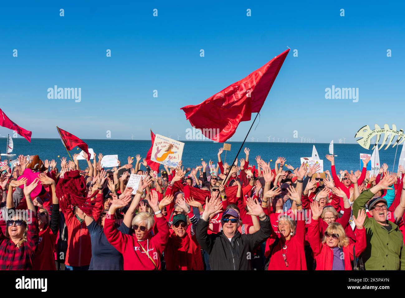 An estimated 2,000 protesters gather at Tankerton Beach, near ...