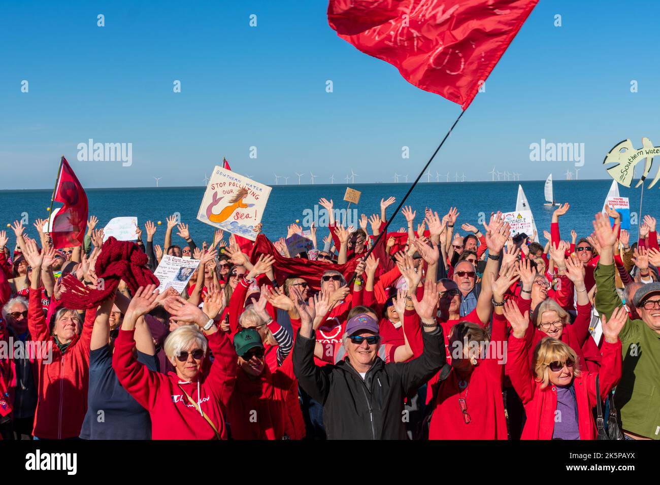 An estimated 2,000 protesters gather at Tankerton Beach, near ...