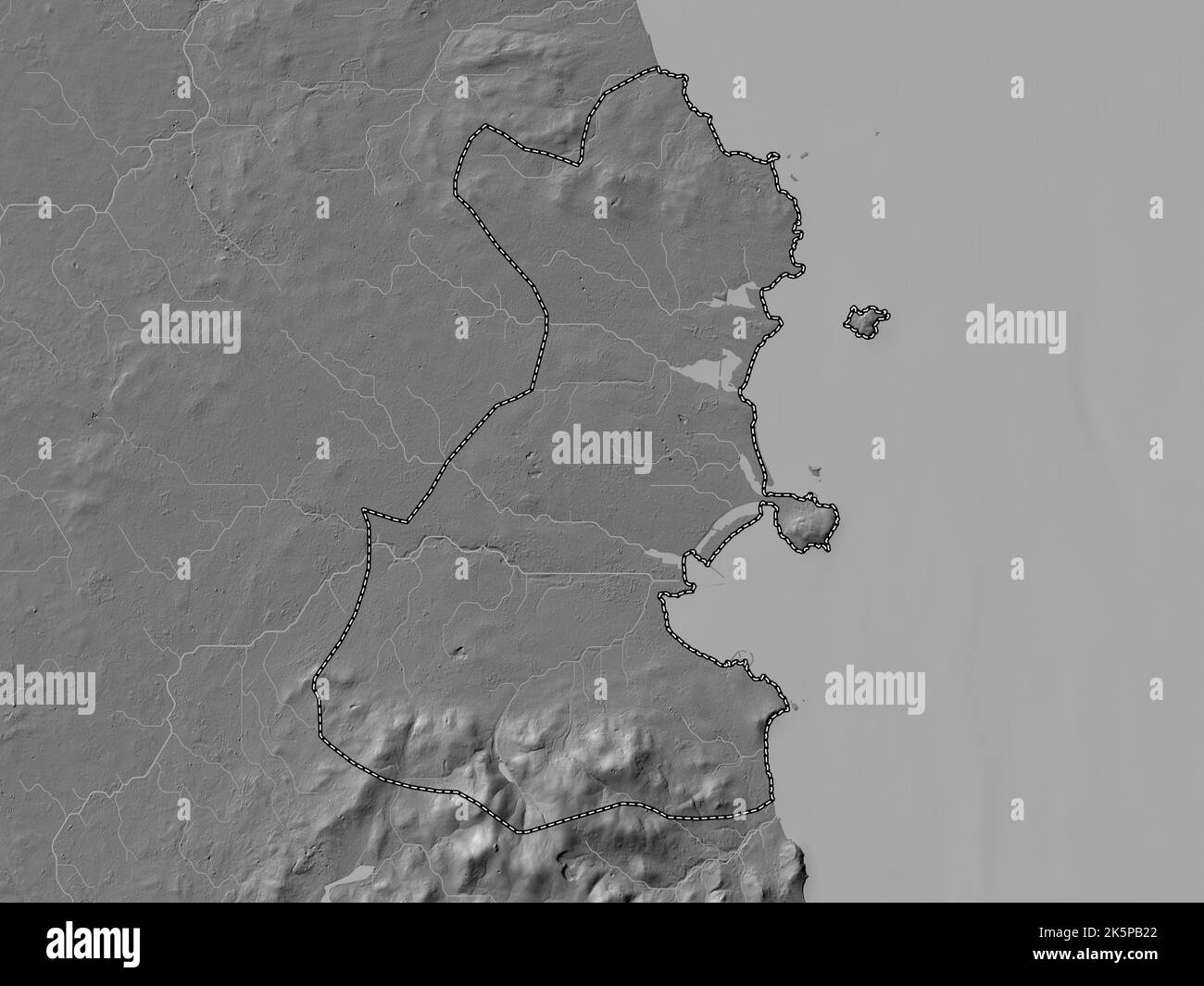 Dublin, county of Ireland. Bilevel elevation map with lakes and rivers ...