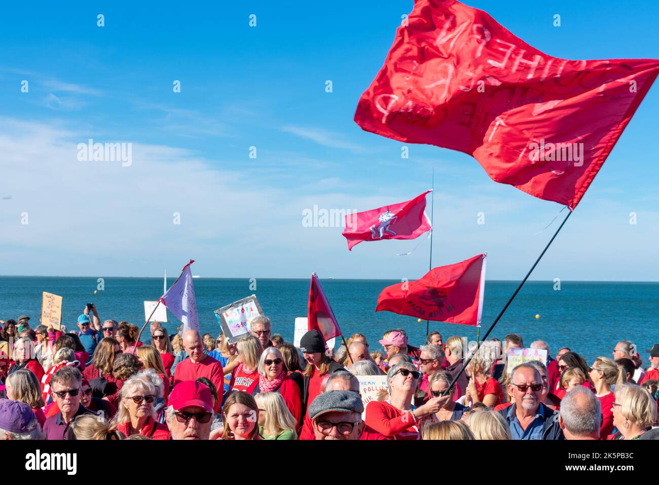 An estimated 2,000 protesters gather at Tankerton Beach, near ...