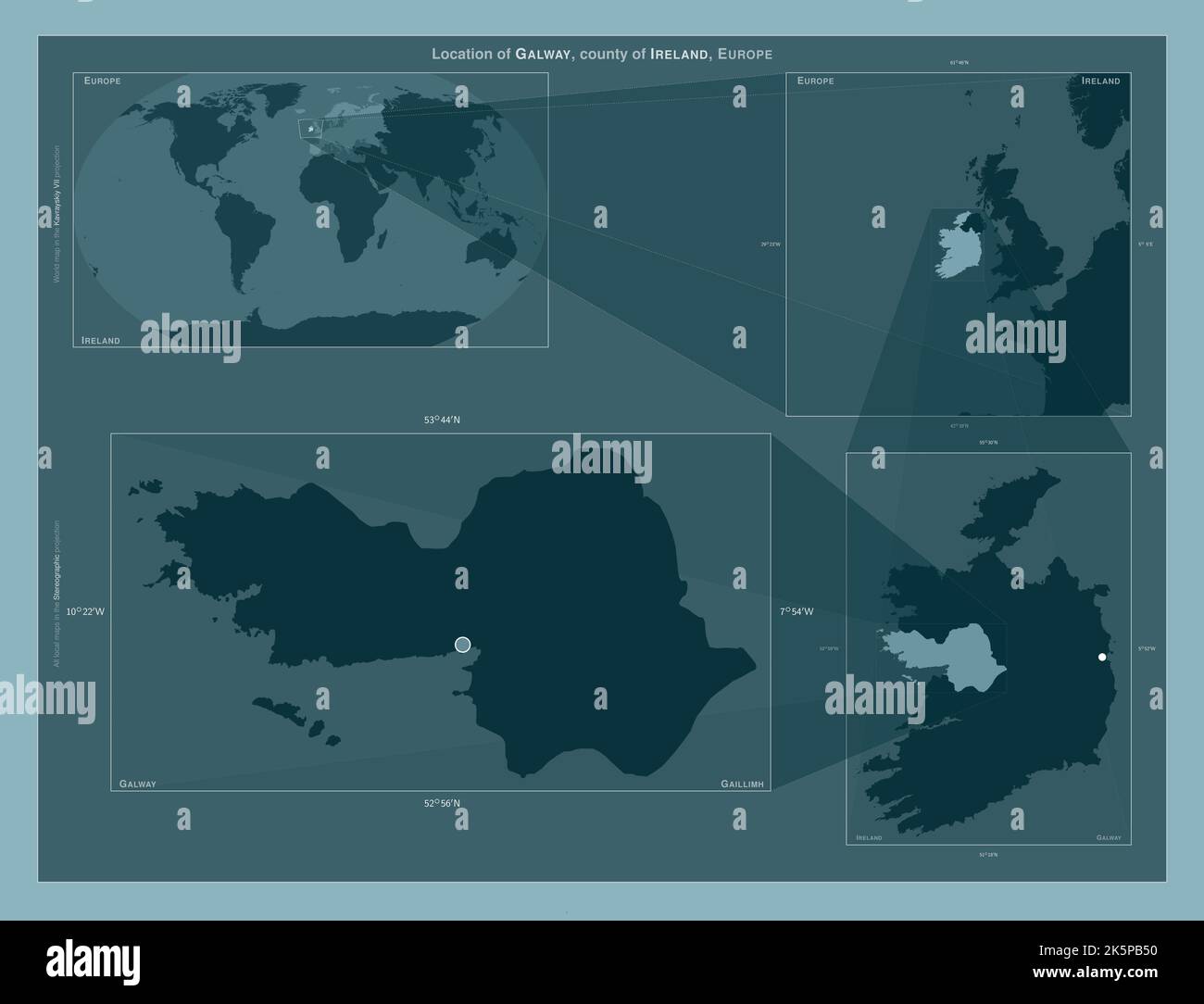 Galway, county of Ireland. Diagram showing the location of the region ...