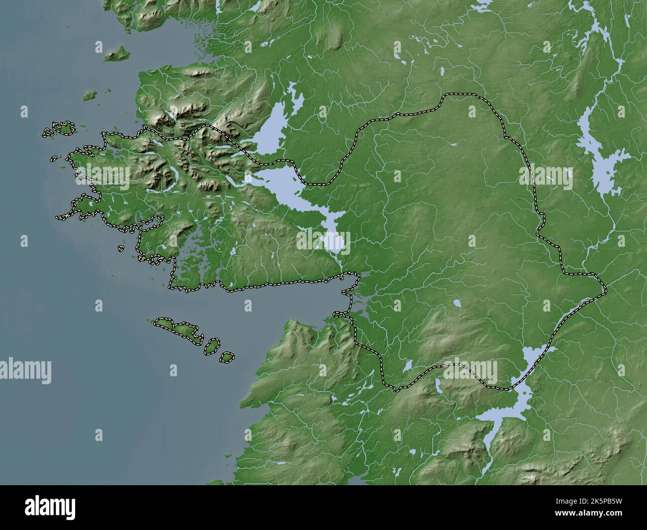 Galway, county of Ireland. Elevation map colored in wiki style with ...