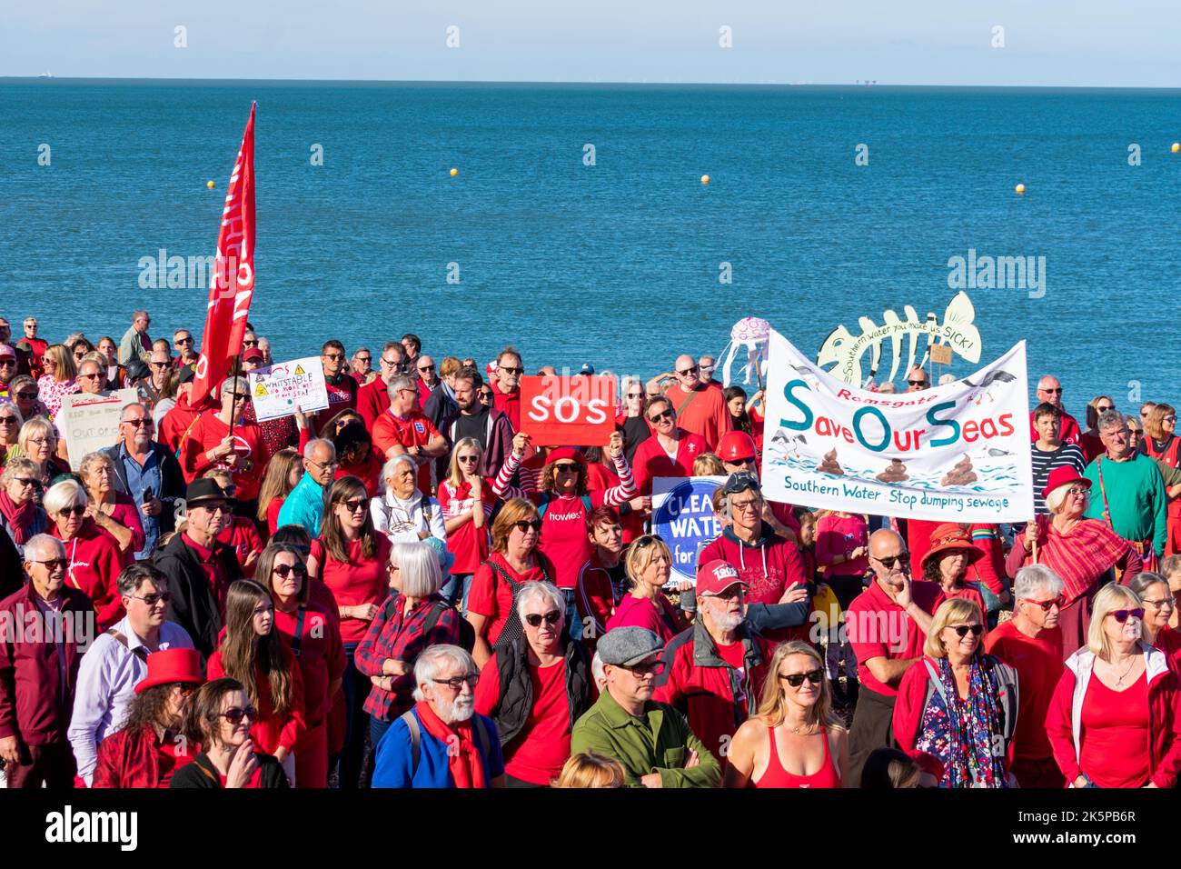 An estimated 2,000 protesters gather at Tankerton Beach, near ...