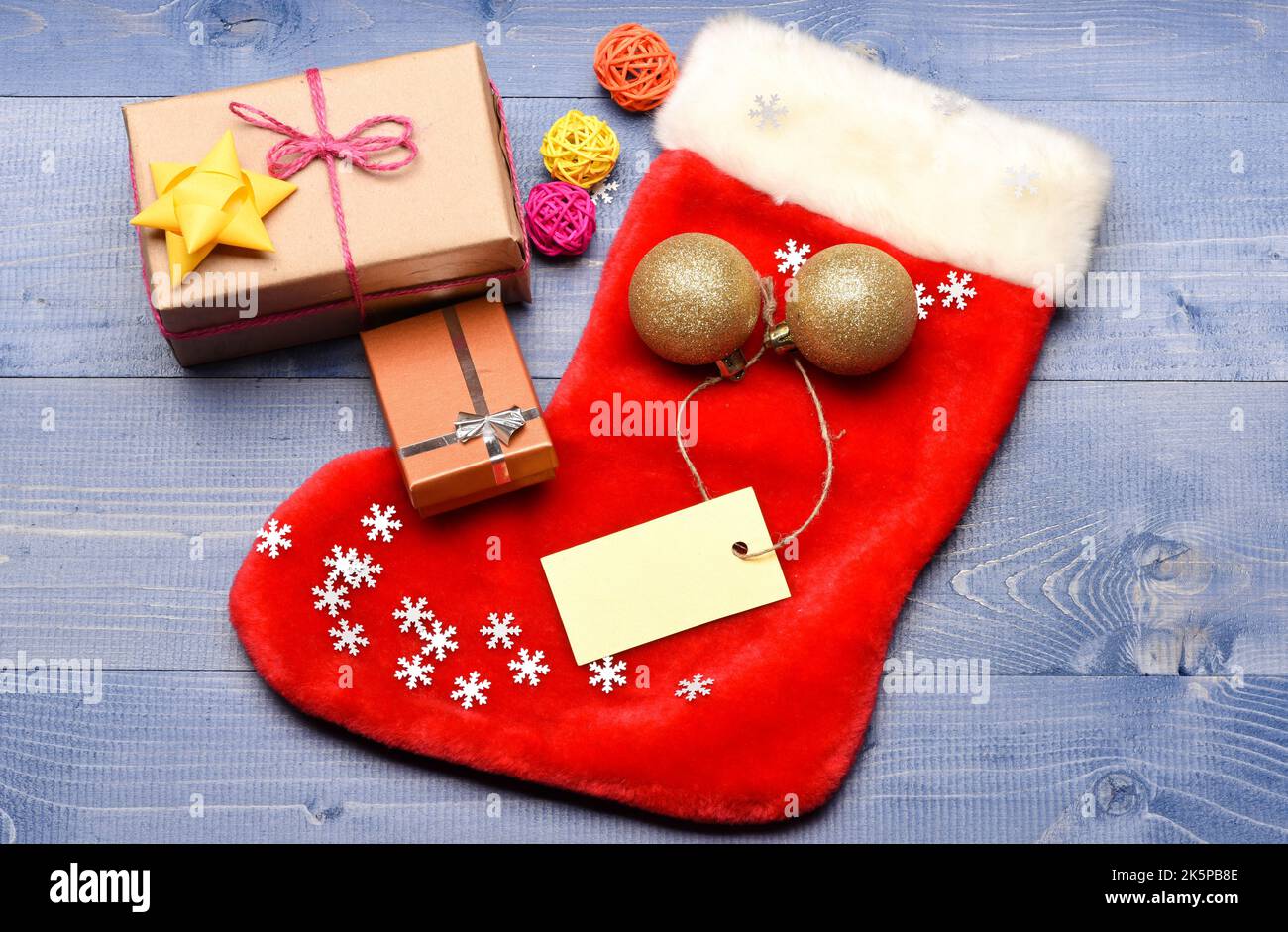 Traditional christmas attribute. Christmas stocking sock shaped bag ...