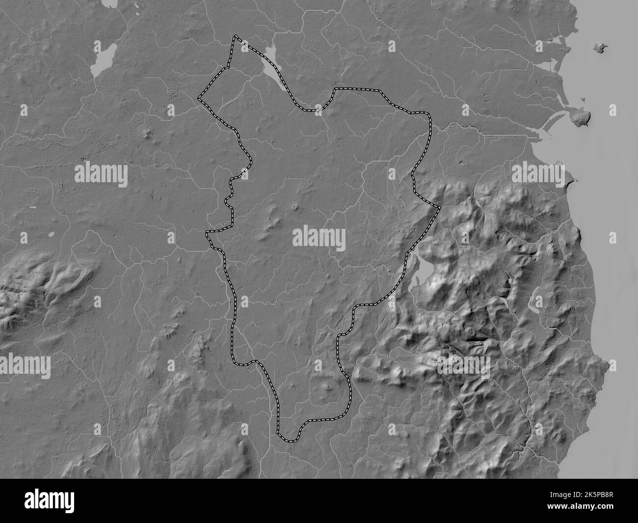 Kildare, county of Ireland. Bilevel elevation map with lakes and rivers ...